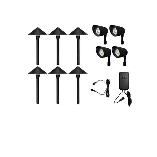 Complete 10 Combo Light Set | 6 Hooded Pathway + 4 Spot Lights | Warm ...
